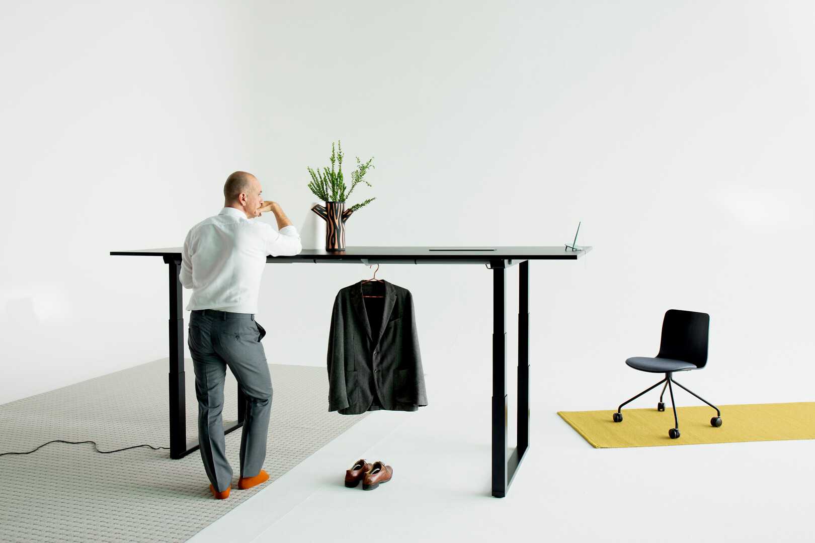 Frankie - Conference table and bench desk with sled base and electrical ...