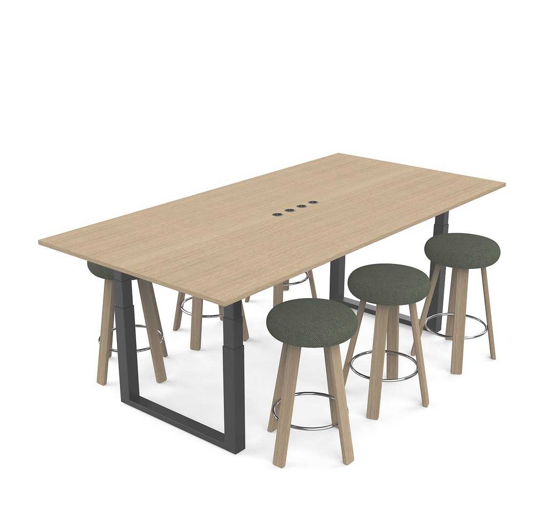 Frankie - Conference table and bench desk with sled base and electrical ...